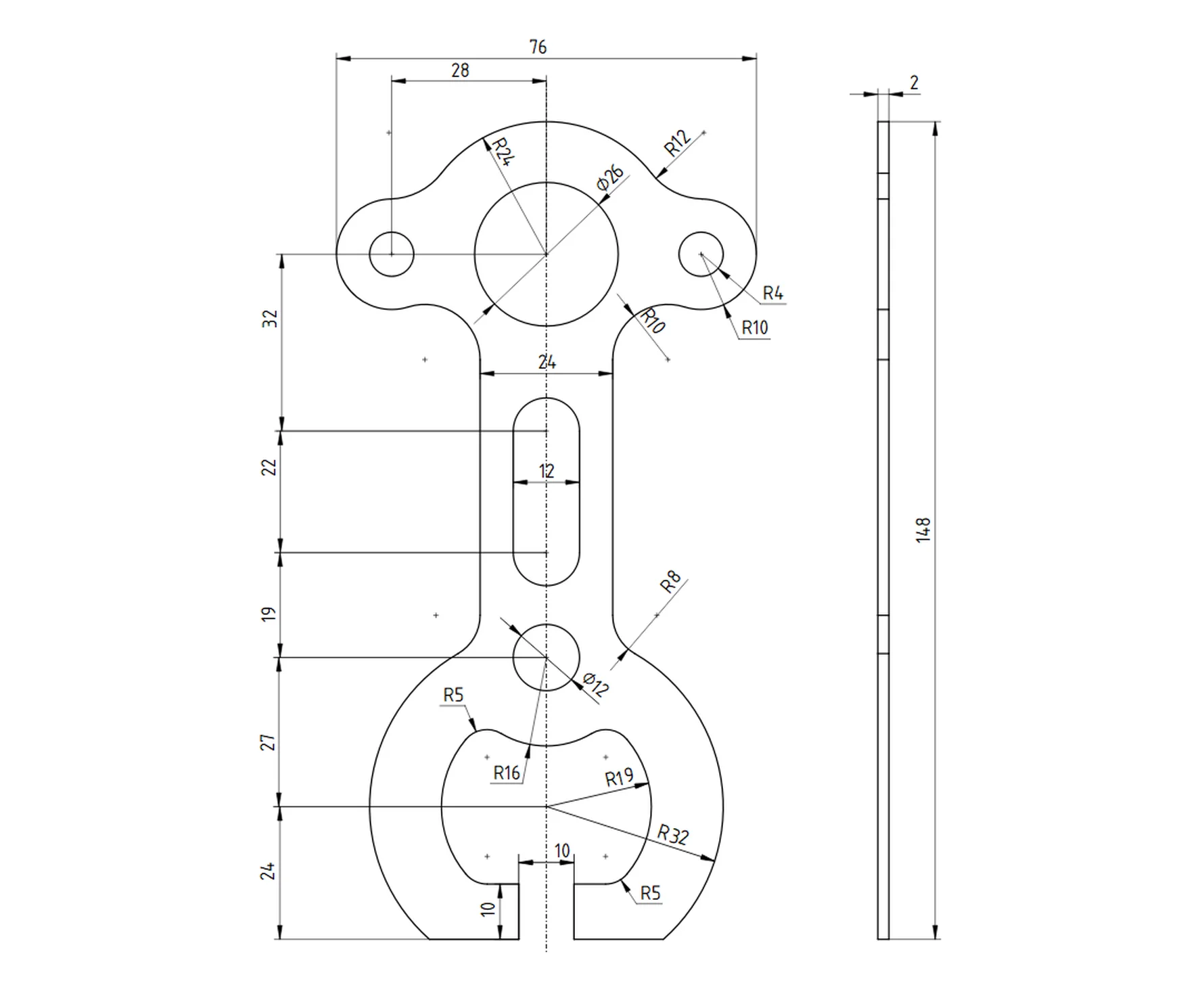Poluga oslonca | FreeCAD 3D modeli